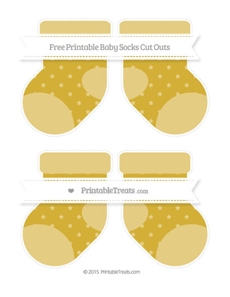 Metallic Gold Star Pattern Medium Baby Socks Cut Outs — Printable ...