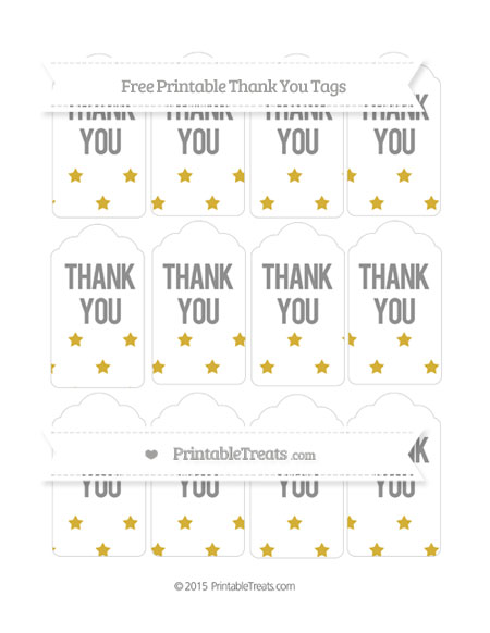 Free Metallic Gold Star Pattern Thank You Tags — Printable Treats.com