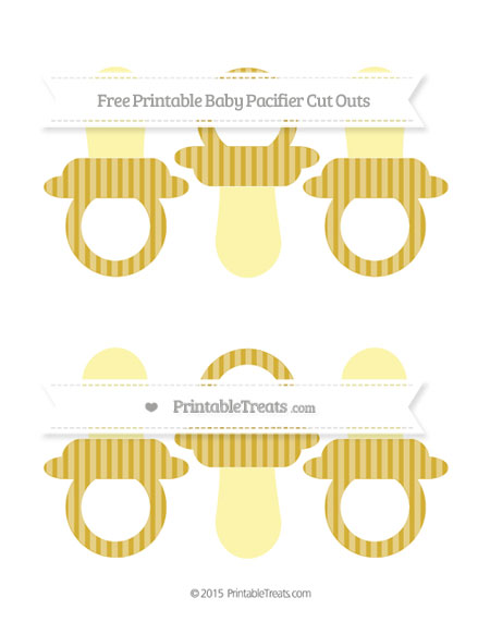 Metallic Gold Striped Small Baby Pacifier Cut Outs — Printable Treats.com