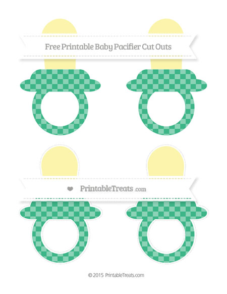 Mint Green Checker Pattern Medium Baby Pacifier Cut Outs — Printable ...