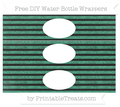 Mint Green Horizontal Striped Chalk Style DIY Water Bottle Wrappers ...