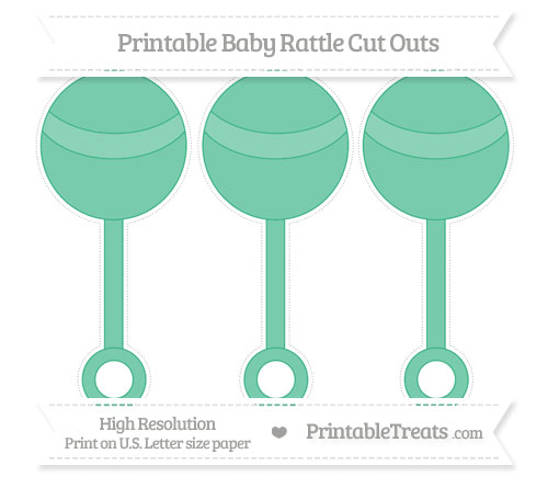 Mint Green Large Baby Rattle Cut Outs — Printable Treats.com
