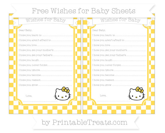 Mustard Yellow Checker Pattern Hello Kitty Wishes for Baby Sheets ...