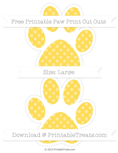 Mustard Yellow Dotted Pattern Large Paw Print Cut Outs — Printable ...