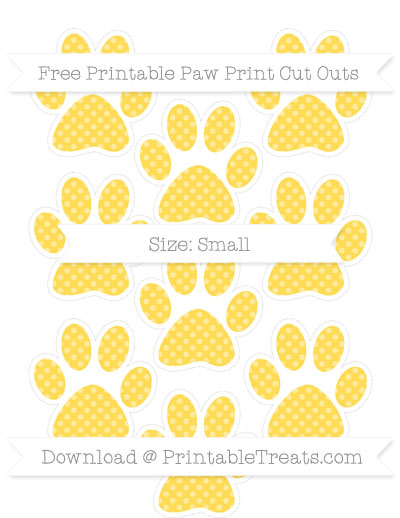 Mustard Yellow Dotted Pattern Small Paw Print Cut Outs — Printable ...