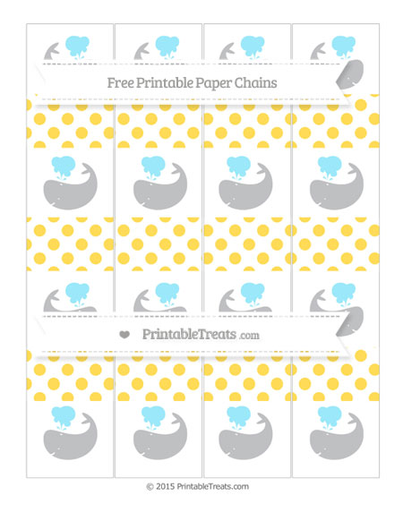 Free Mustard Yellow Dotted Pattern Whale Paper Chains — Printable ...