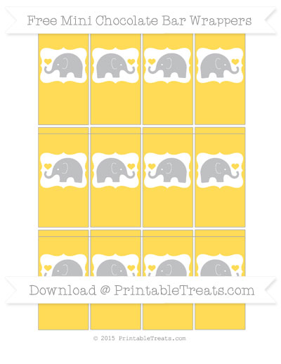 Mustard Yellow Elephant Mini Chocolate Bar Wrappers — Printable Treats.com