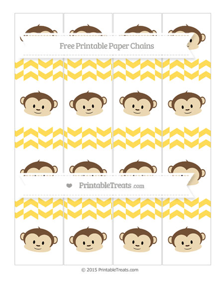 Mustard Yellow Herringbone Pattern Boy Monkey Paper Chains — Printable ...