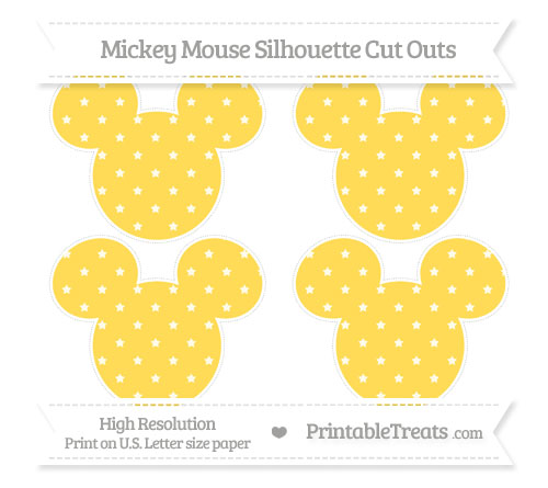 Mustard Yellow Star Pattern Medium Mickey Mouse Silhouette Cut Outs ...
