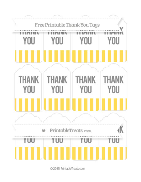 Free Mustard Yellow Striped Thank You Tags — Printable Treats.com
