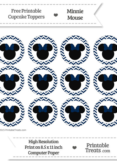 Free Navy Blue Chevron Minnie Mouse Cupcake Toppers — Printable Treats.com