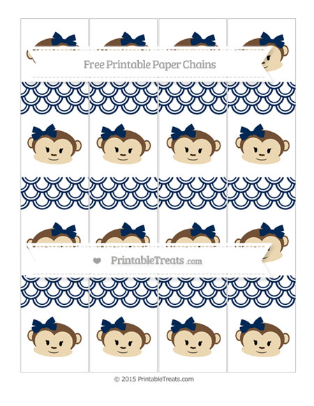 Navy Blue Fish Scale Pattern Girl Monkey Paper Chains — Printable ...