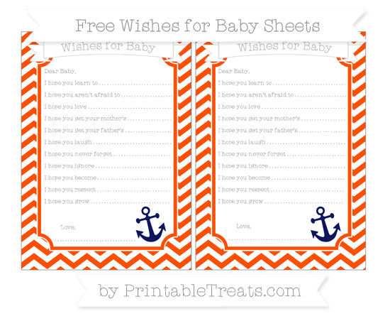 Orange Chevron Nautical Wishes for Baby Sheets — Printable Treats.com