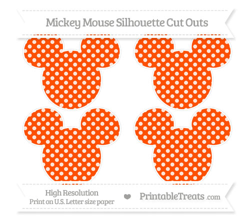 Orange Dotted Pattern Medium Mickey Mouse Silhouette Cut Outs ...