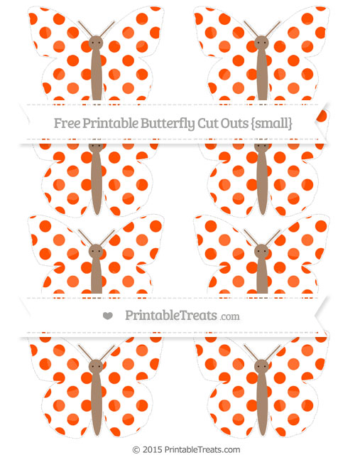 Free Orange Dotted Pattern Small Butterfly Cut Outs — Printable Treats.com