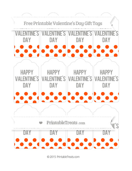 Free Orange Dotted Pattern Valentine’s Day Gift Tags — Printable Treats.com