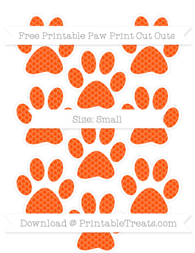 Orange Fish Scale Pattern Small Paw Print Cut Outs — Printable Treats.com