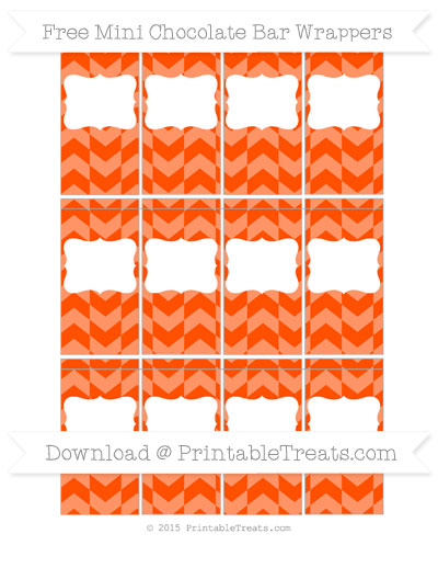 Orange Herringbone Pattern DIY Mini Chocolate Bar Wrappers — Printable ...