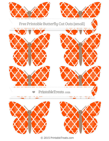 Free Orange Moroccan Tile Small Butterfly Cut Outs — Printable Treats.com