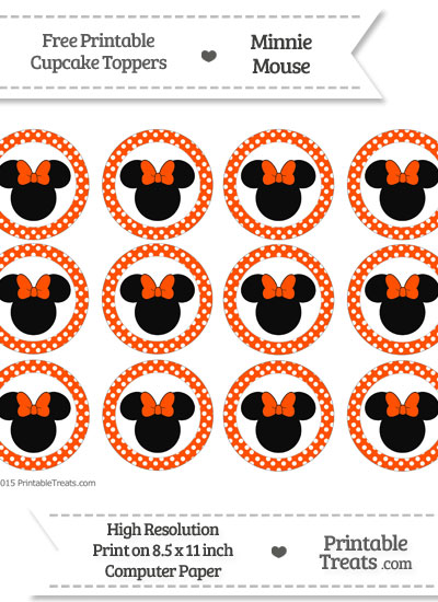 Free Orange Polka Dot Minnie Mouse Cupcake Toppers — Printable Treats.com