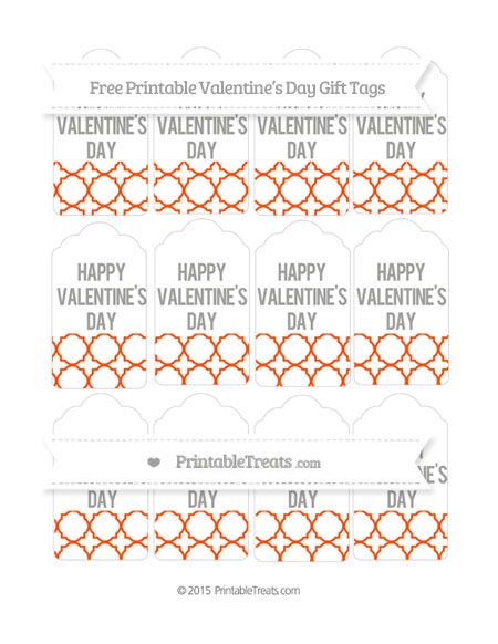 Free Orange Quatrefoil Pattern Valentine’s Day Gift Tags — Printable ...