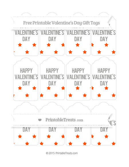 Free Orange Star Pattern Valentine’s Day Gift Tags — Printable Treats.com