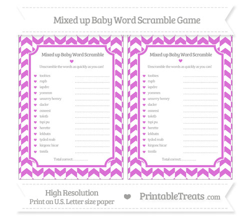 Orchid Herringbone Pattern Mixed Up Baby Word Scramble Game — Printable ...