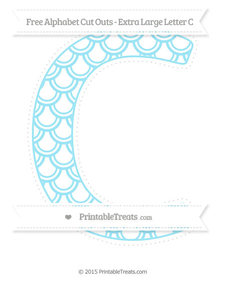 Free Pastel Aqua Blue Fish Scale Pattern Extra Large Capital Letter C ...