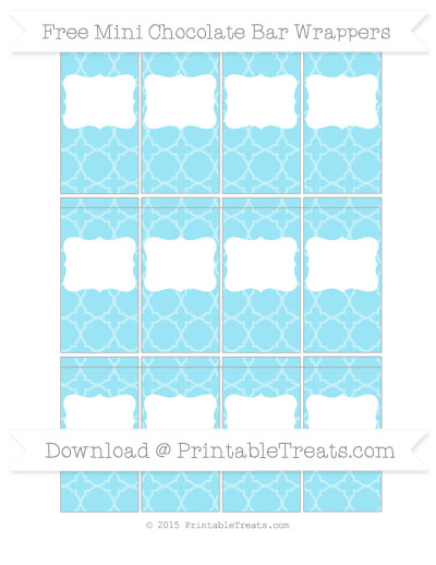 Pastel Aqua Blue Quatrefoil Pattern DIY Mini Chocolate Bar Wrappers ...