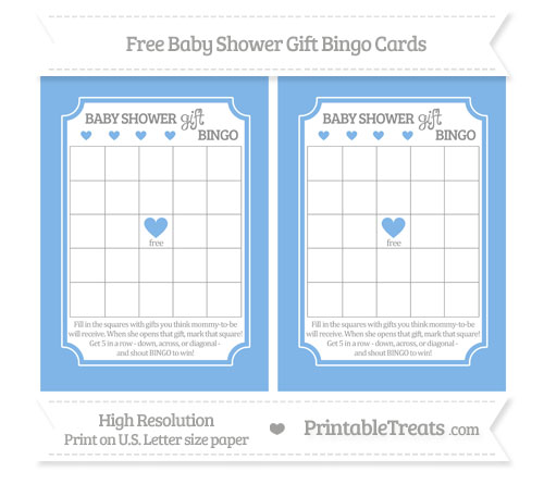 Pastel Blue Baby Shower Gift Bingo Cards — Printable Treats.com