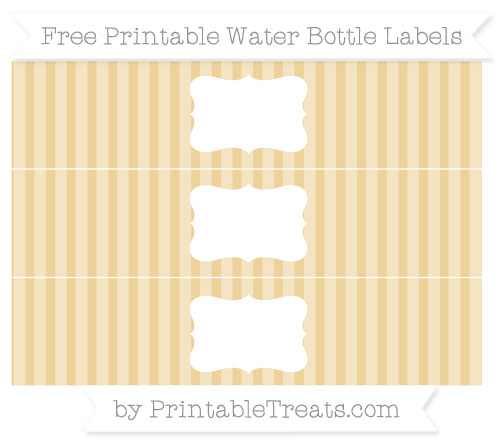Pastel Bright Orange Striped DIY Water Bottle Labels — Printable Treats.com