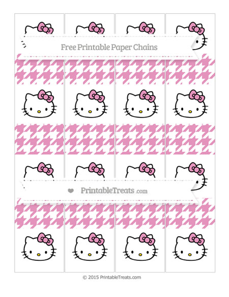 Free Pastel Bubblegum Pink Houndstooth Pattern Hello Kitty Paper Chains ...