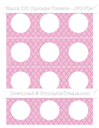 Pastel Bubblegum Pink Moroccan Tile Blank DIY Cupcake Toppers ...