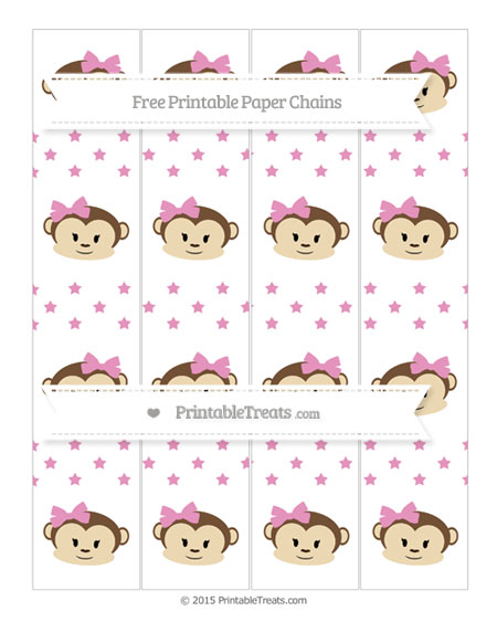 Pastel Bubblegum Pink Star Pattern Girl Monkey Paper Chains — Printable ...