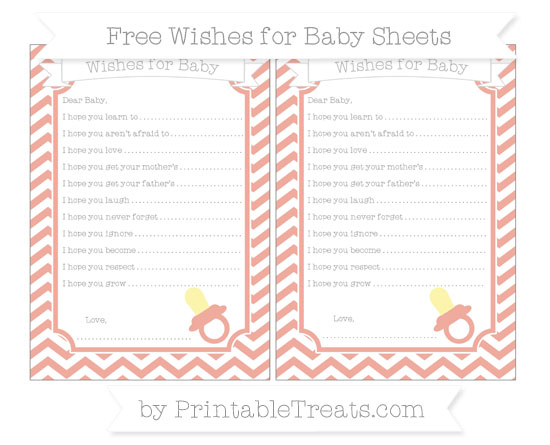 Pastel Coral Chevron Baby Pacifier Wishes for Baby Sheets — Printable ...