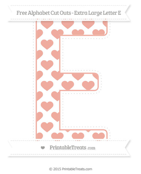 Free Pastel Coral Heart Pattern Extra Large Capital Letter E Cut Outs ...
