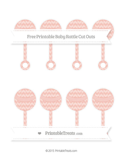 Pastel Coral Herringbone Pattern Small Baby Rattle Cut Outs — Printable ...