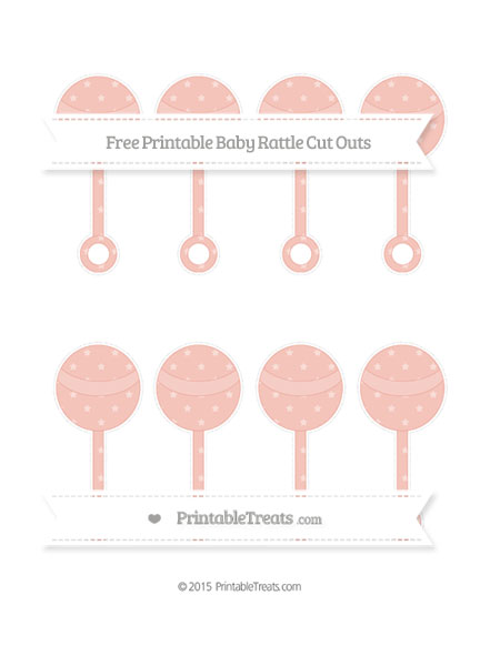 Pastel Coral Star Pattern Small Baby Rattle Cut Outs — Printable Treats.com