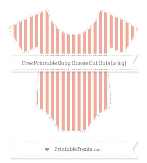Free Pastel Coral Thin Striped Pattern Extra Large Baby Onesie Cut Outs — Printable Treats.com