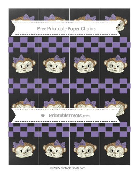 Pastel Dark Plum Checker Pattern Chalk Style Girl Monkey Paper Chains ...