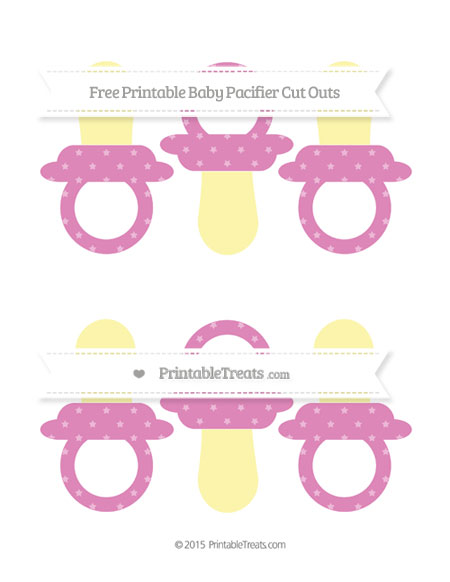 Pastel Fuchsia Star Pattern Small Baby Pacifier Cut Outs — Printable ...