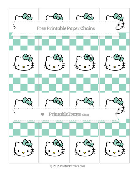 Free Pastel Green Checker Pattern Hello Kitty Paper Chains — Printable ...