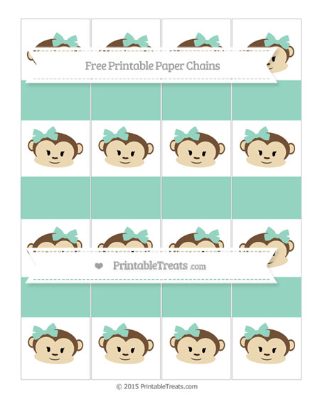 Pastel Green Girl Monkey Paper Chains — Printable Treats.com