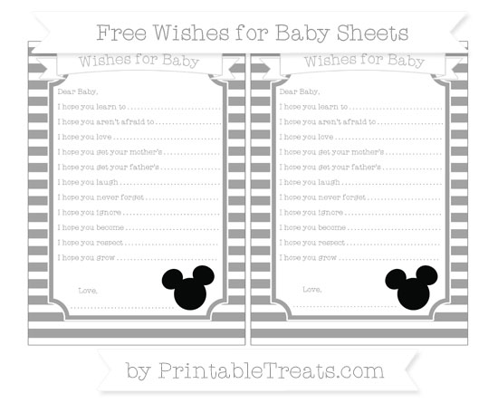 Pastel Grey Horizontal Striped Mickey Mouse Wishes for Baby Sheets ...