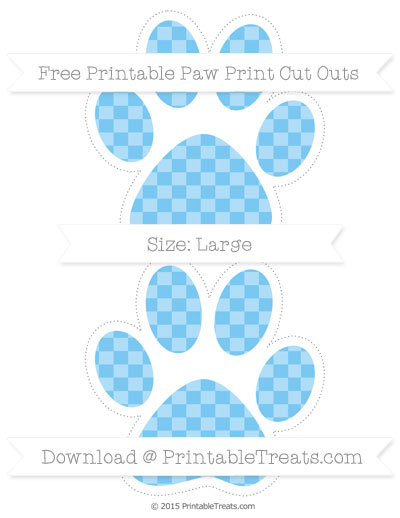 Pastel Light Blue Checker Pattern Large Paw Print Cut Outs — Printable ...