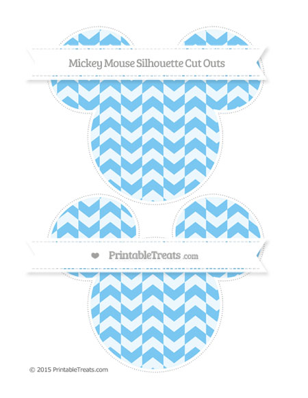 Pastel Light Blue Herringbone Pattern Large Mickey Mouse Silhouette Cut ...