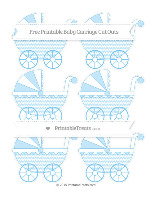 Pastel Light Blue Herringbone Pattern Small Baby Carriage Cut Outs ...