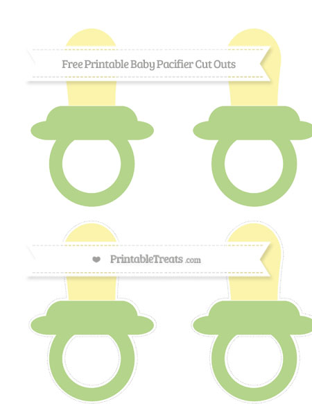 Pastel Light Green Medium Baby Pacifier Cut Outs — Printable Treats.com