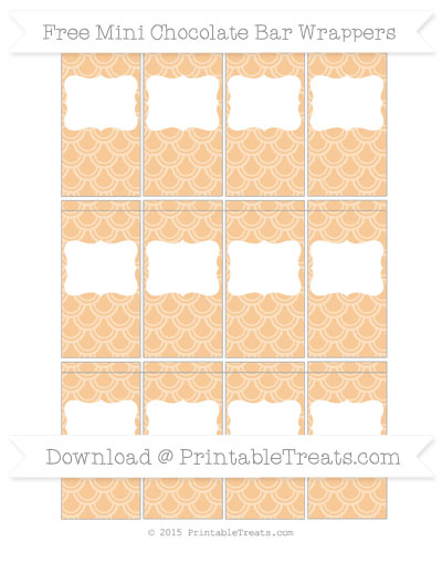 Pastel Light Orange Fish Scale Pattern DIY Mini Chocolate Bar Wrappers ...
