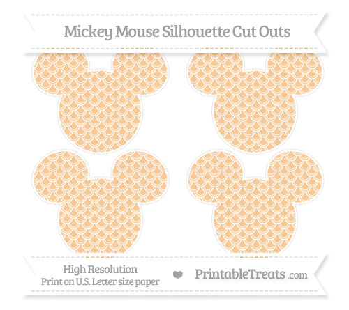 Pastel Light Orange Fish Scale Pattern Medium Mickey Mouse Silhouette ...